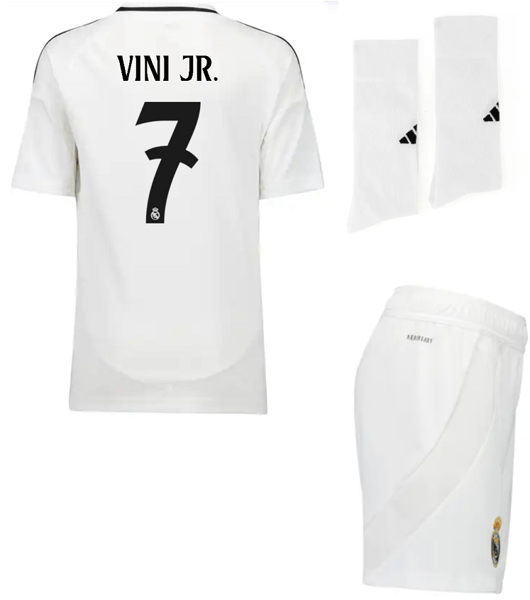 Vini Jr. Real Madrid 24/25 Home Kids Kit - SoccerArmor