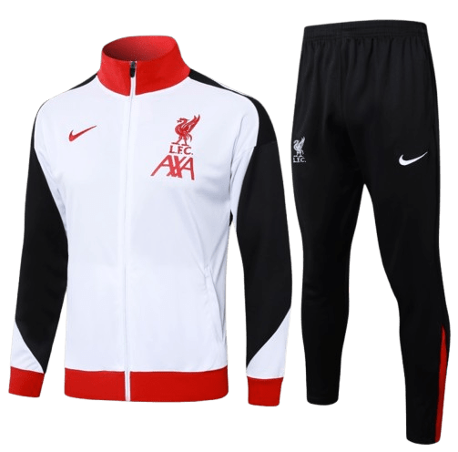 Liverpool 24/25 White/Black Tracksuit (Kids Sizing) - SoccerArmor