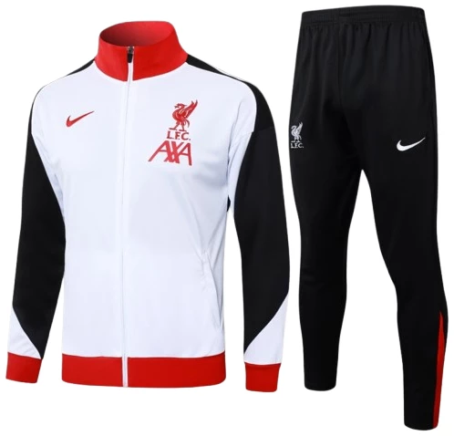 Liverpool 24/25 White/Black Tracksuit (Kids Sizing) - SoccerArmor