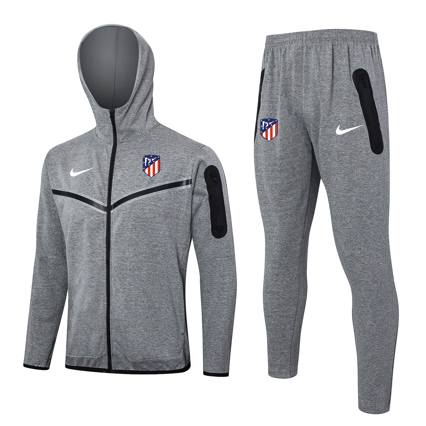 Atletico Madrid 24/25 Elite Performance Hooded Tracksuit (Heather Grey ...