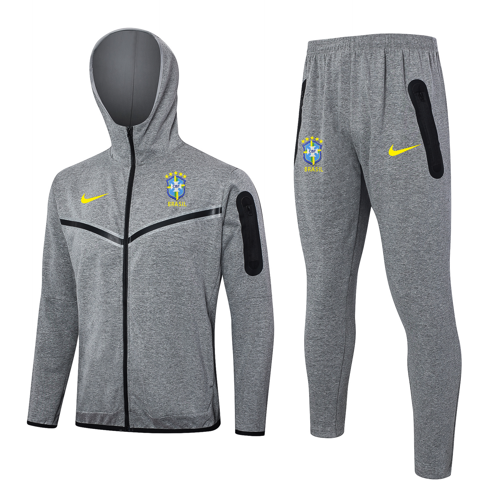Brazil 24/25 Elite Performance Hooded Tracksuit (Heather Grey ...