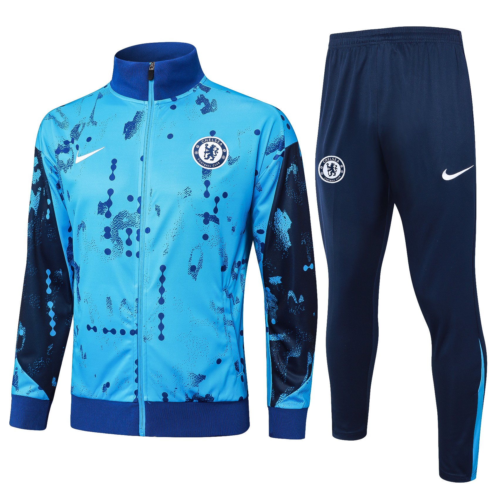 Chelsea 24/25 Blue Pattern Full-Zip Tracksuit - SoccerArmor