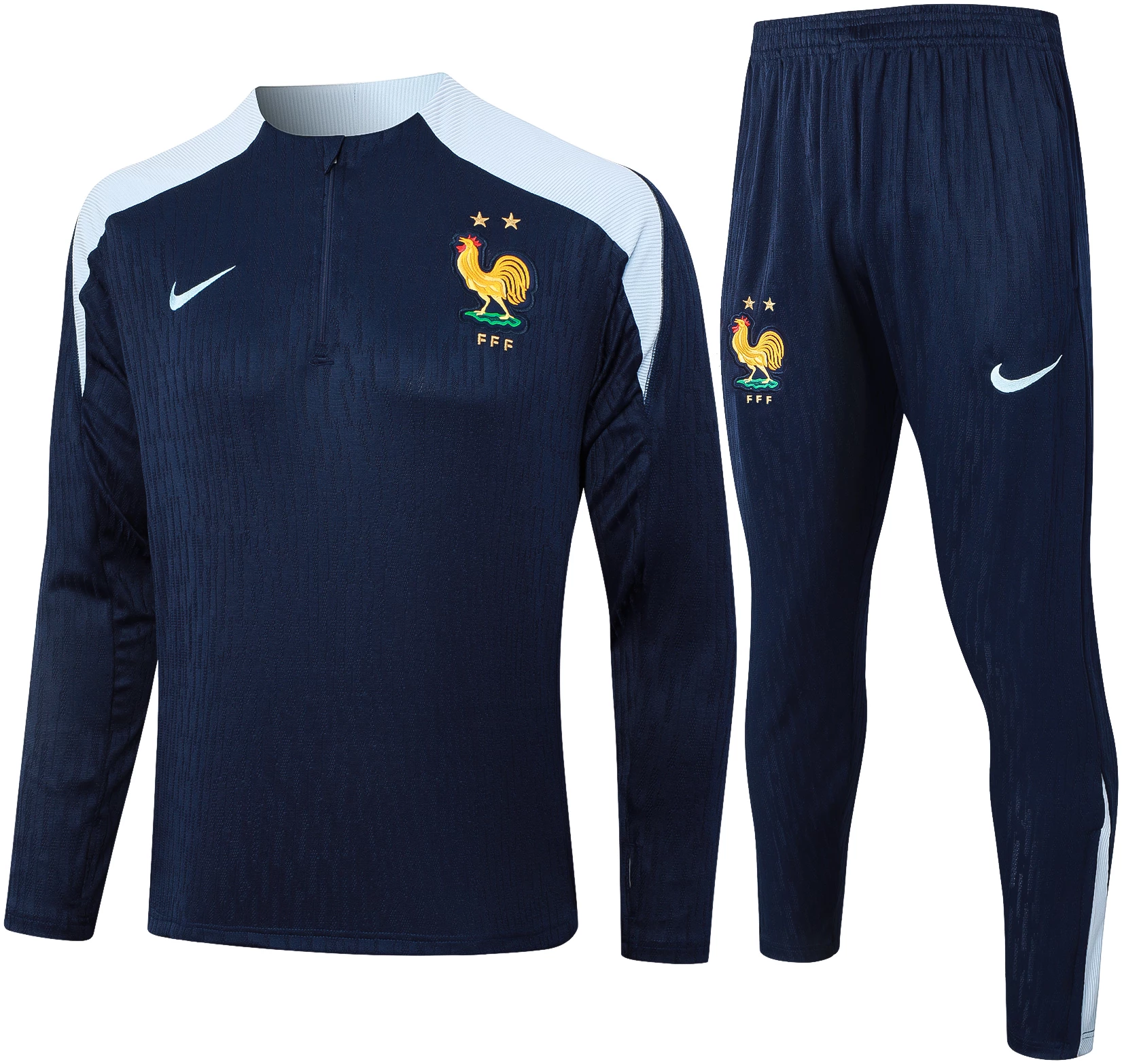 France 24/25 Half-Zip Training Tracksuit (Navy/Light Blue) - SoccerArmor