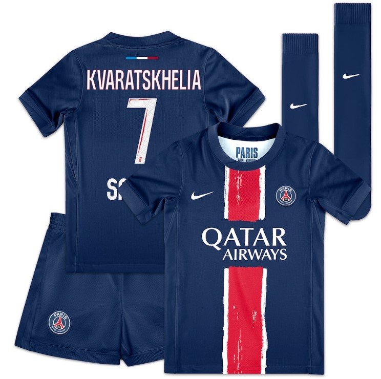Kvaratskhelia PSG 24/25 Home Kids Kit - SoccerArmor