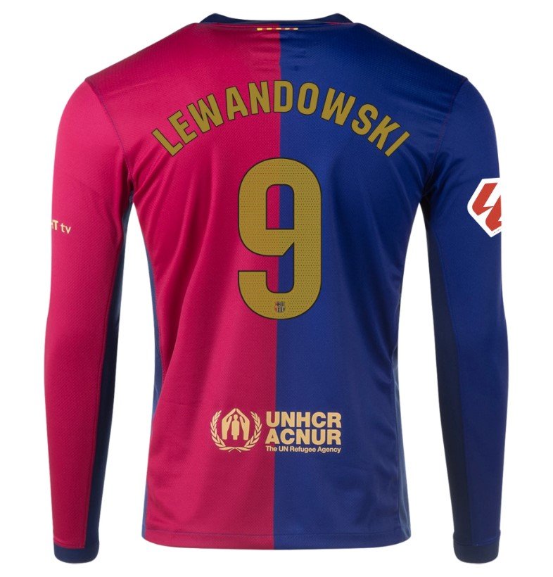 Lewandowski Barcelona 24/25 Home Long Sleeve Jersey - SoccerArmor