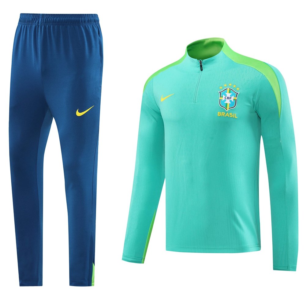 Brazil 24/25 Half-Zip Tracksuit (Turquoise/Blue) - SoccerArmor