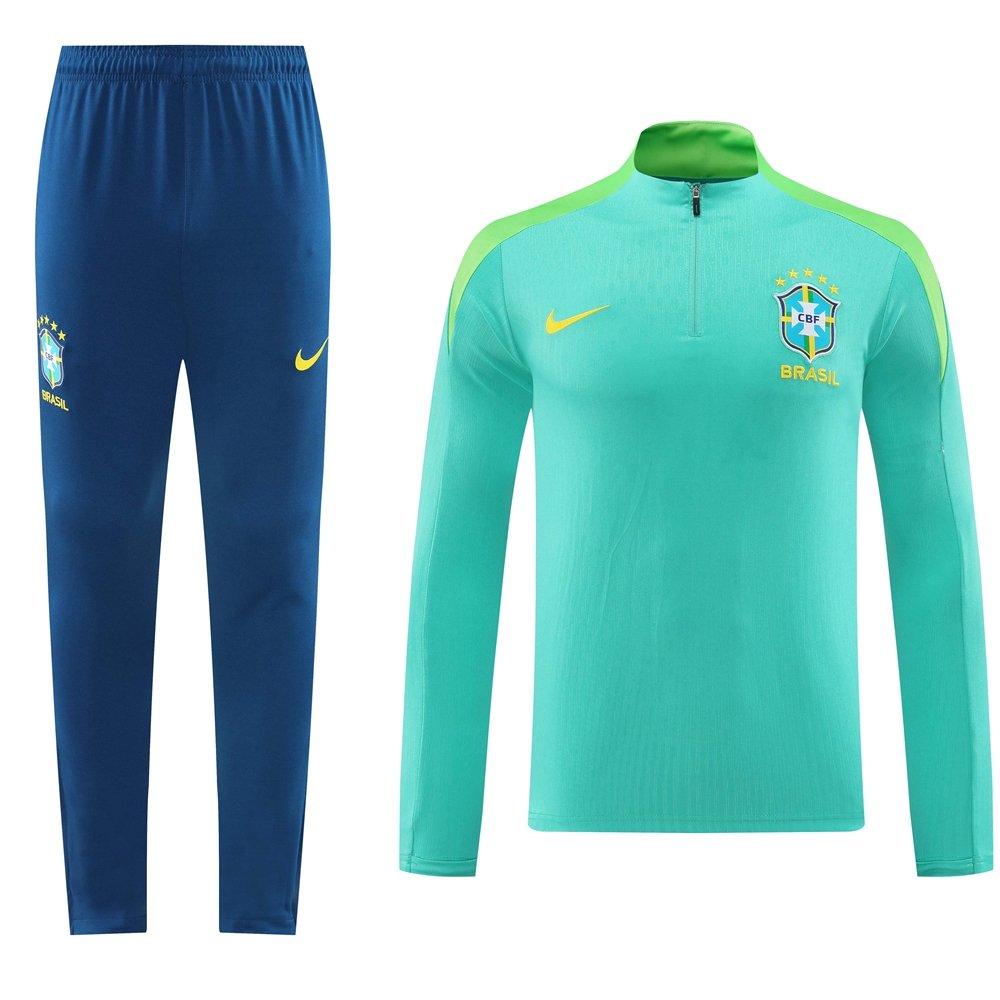 Brazil 24/25 Half-Zip Tracksuit (Turquoise/Blue) - SoccerArmor