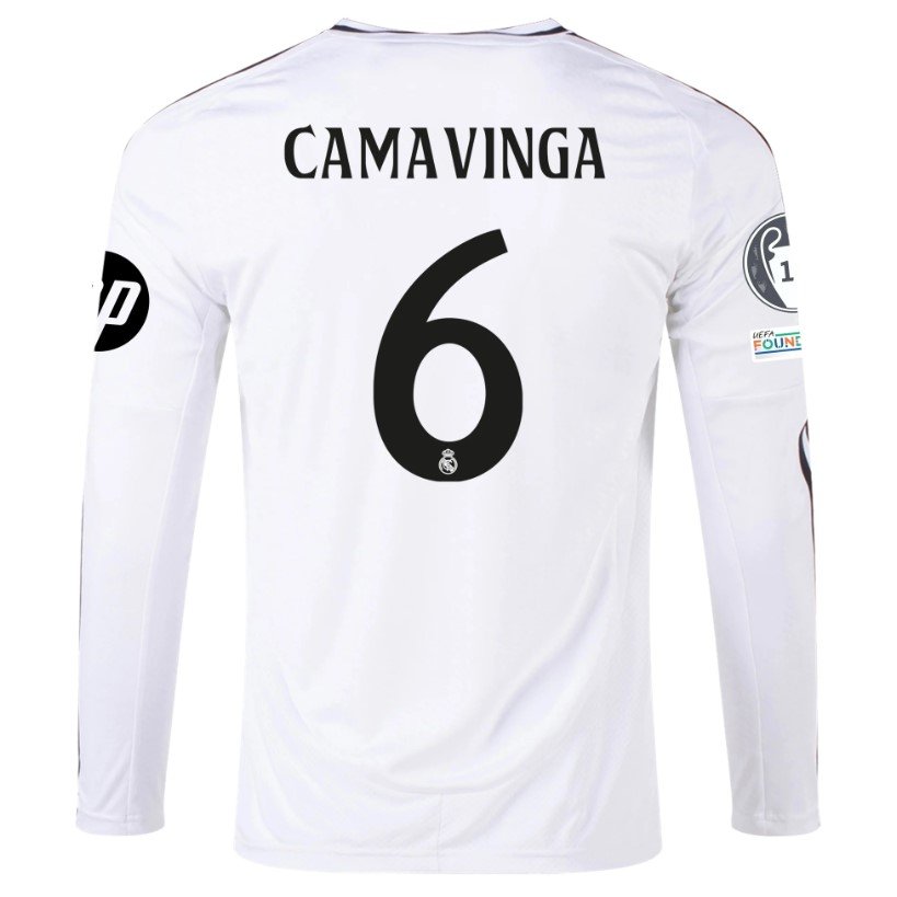 Camavinga Real Madrid 24/25 UCL Home Long Sleeve Jersey - SoccerArmor