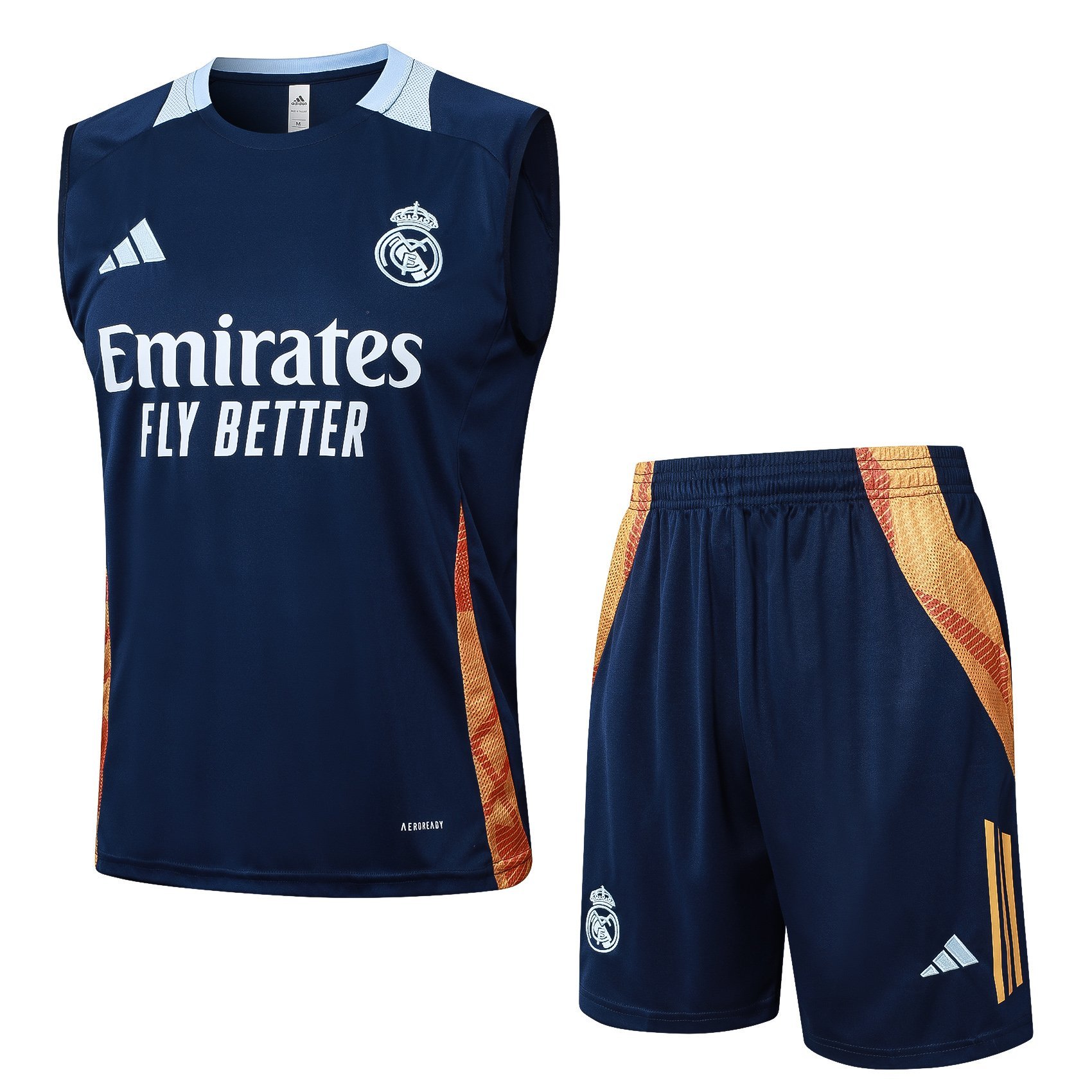 Real Madrid 24/25 Sleeveless Training Set (Navy Blue/Orange ...