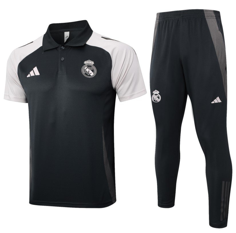 Real Madrid 24/25 Training Polo Set (Dark Grey) - SoccerArmor