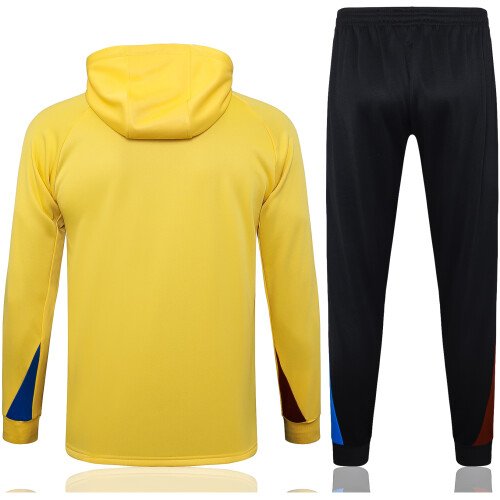 Barcelona 24/25 Hooded Training Tracksuit (Yellow/Black) - SoccerArmor