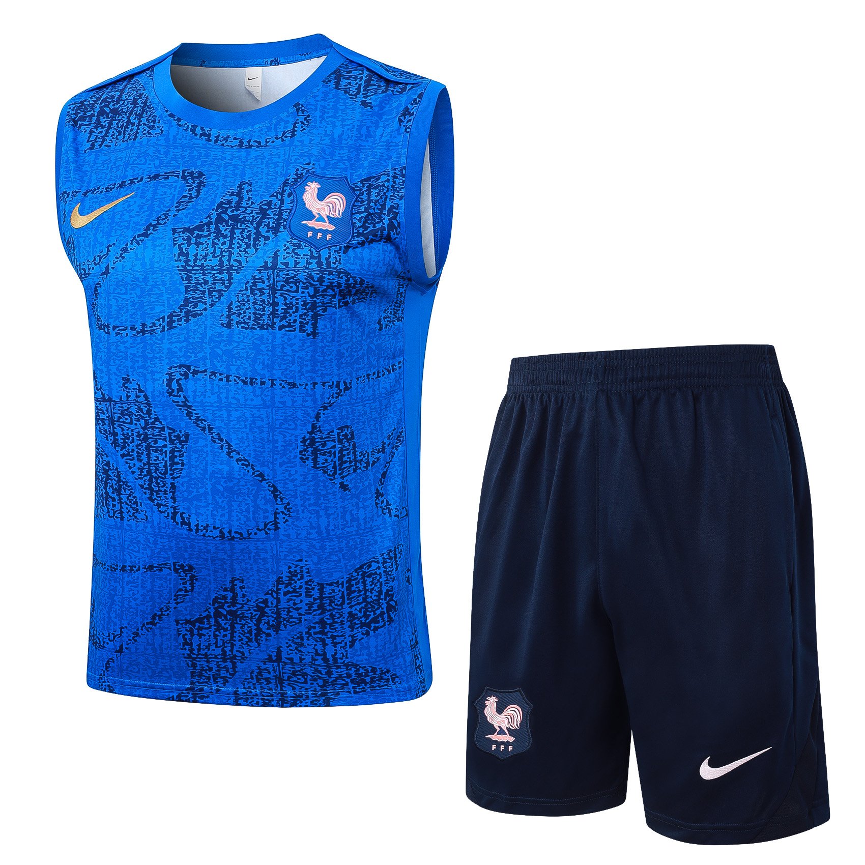 France 25/26 Blue Sleeveless Training Kit - SoccerArmor