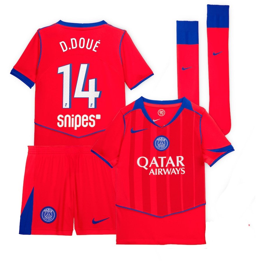 D. Doué PSG 25/26 Third Kids Kit - SoccerArmor