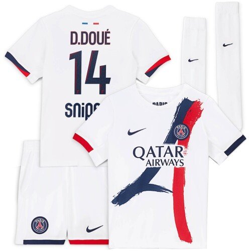 D.Doué PSG 25/26 Away Kids Kit - SoccerArmor