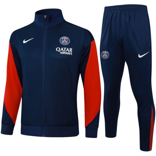 PSG 25/26 Navy & Red Full-Zip Tracksuit (Kids Sizing) - SoccerArmor