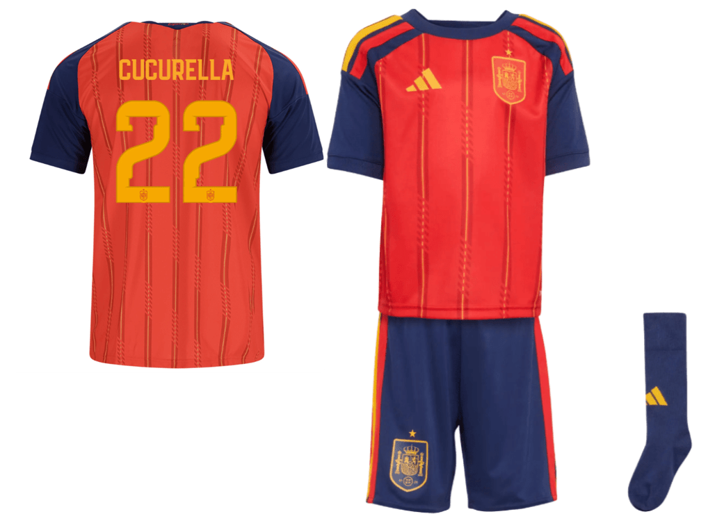 Cucurella Spain 26/27 Home Kids Kit - SoccerArmor