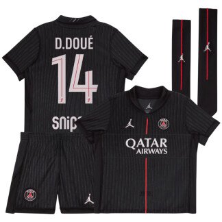 D.Doué PSG 25/26 Fourth Kids Kit - SoccerArmor